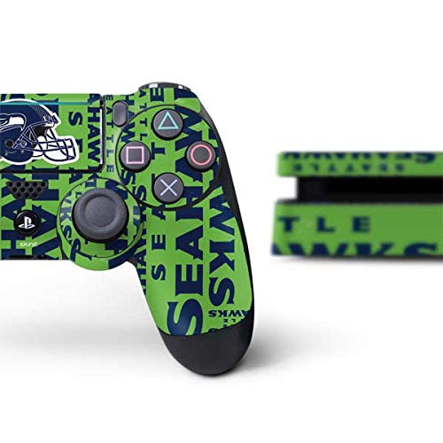 Skinit Decal Gaming Skin Compatible with PS4 Slim Bundle - Officially Licensed NFL Seattle Seahawks - Blast Green Design