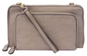 joy susan women’s brushed mini convertible zip around wristlet