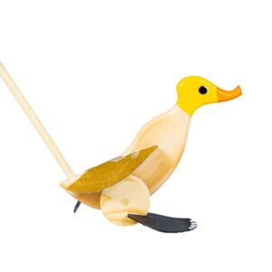 Wooden Push Toy Duck (Yellow) - 18 Months to 3 Years Old - Walking Toddler Toys Preschool Learning Activities Walking Baby Toys Learning Toys for Toddlers Develops Motor Skills