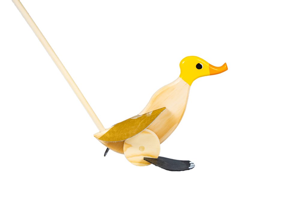 Wooden Push Toy Duck (Yellow) - 18 Months to 3 Years Old - Walking Toddler Toys Preschool Learning Activities Walking Baby Toys Learning Toys for Toddlers Develops Motor Skills