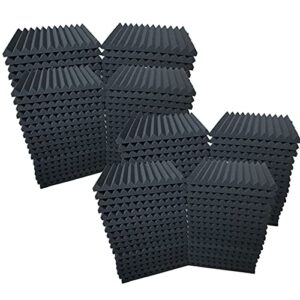 96 pack acoustic foam panel wedge studio soundproofing wall tiles black 12" x 12" x 1"