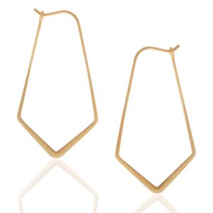 humble chic geometric chevron threader hoop earrings - lightweight cutout thin wire drop dangles, 18k yellow - 1.5 inch