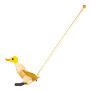 wooden push toy duck (yellow) - 18 months to 3 years old - walking toddler toys preschool learning activities walking baby toys learning toys for toddlers develops motor skills