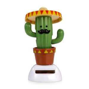 solar dancing toy animal solar powered dancing dolls swinging animated bobble dancer car decor (cactus)