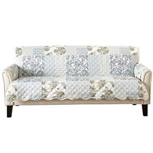 patchwork scalloped printed furniture protector stain resistant sofa cover (sofa, grey)