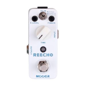 mooer reecho delay guitar delay effects pedal with 3 modes, analog, real echo, tape echo, vintage tap echo machine