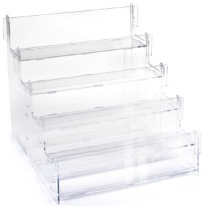 displays2go tiered acrylic step riser display with four rectangular platforms – clear (kdstriser)