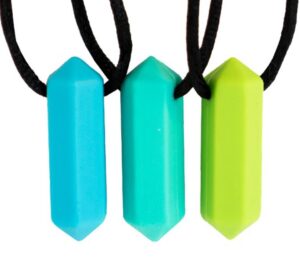 tilcare chew chew crayon sensory necklace set – best for autism, biting and teething kids – perfectly textured silicone chewy toy - chewing pendant for boys & girls - chew necklaces