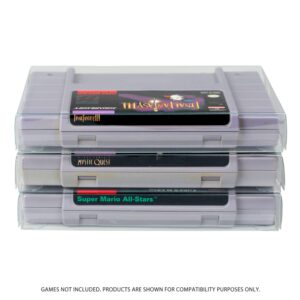 SNES Games Cartridge Protector Compatible for Super Nintendo SNES Games Cartridge - 0.40 MM Thick, Anti-Dust, Acid-Free SNES Super Games Cart, Clear PET Case Protector by EVORETRO (Pack of 25)