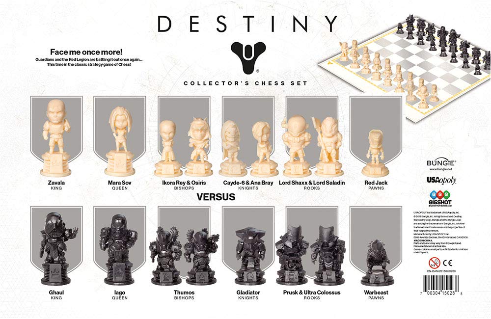 USAOPOLY Destiny Chess Set | Destiny 2 Video Game Chess Game | 32 Custom Sculpt Collectable Figure Chess Pieces and Custom Chess Board