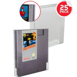 nes cartridge case protector compatible with nintendo nes cartridge games - 0.40mm thick nes game sleeves. nes cartridge holder partner for retro game system collection (pack of 25)