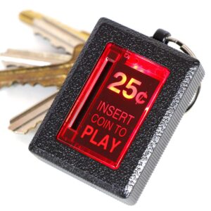 new wave toys replicade insert coin keychain, retro accurate replica arcade light up led button