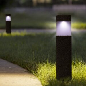 yosoo waterproof solar power stone pillar led lights garden lawn courtyard lamp