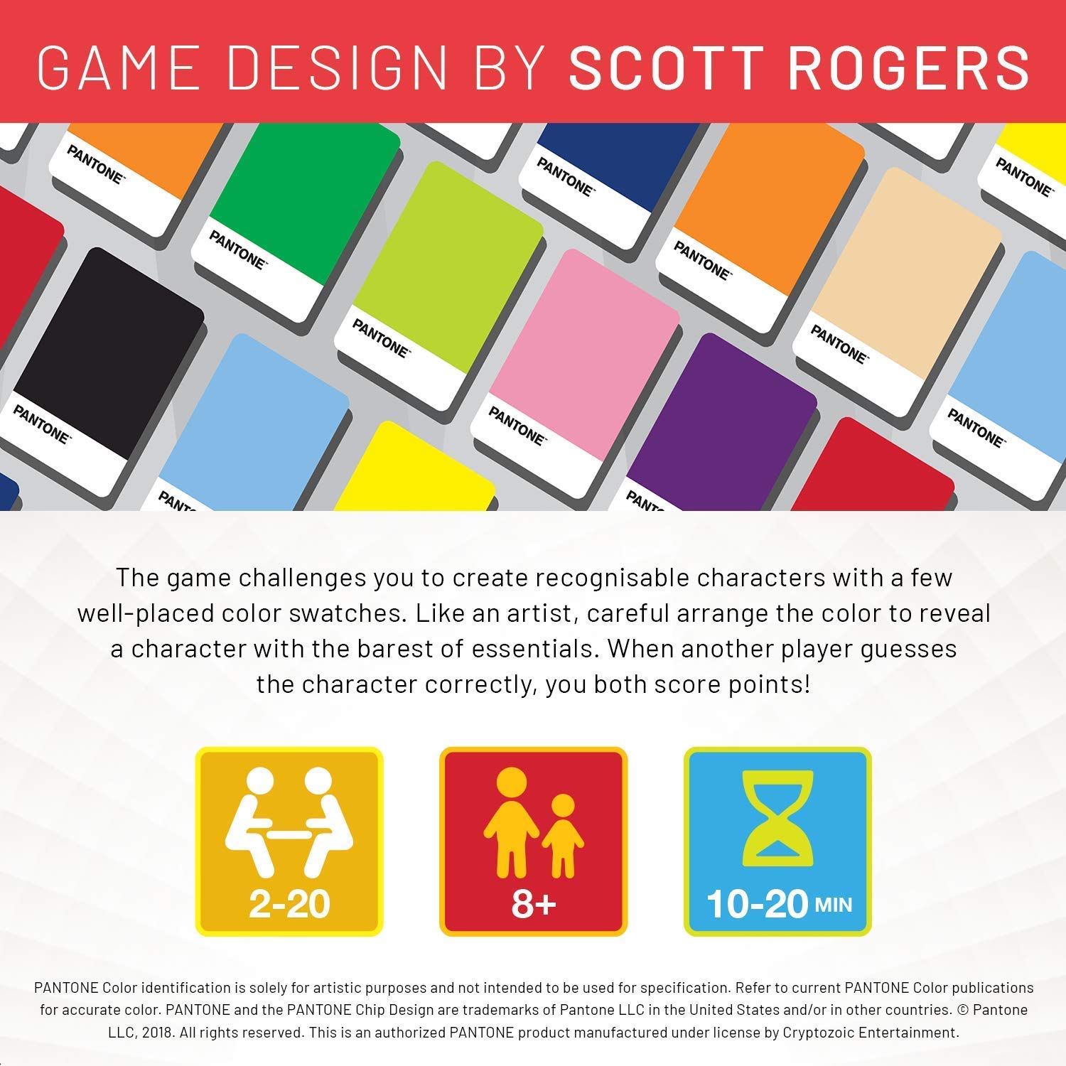 Pantone: The Game - Simple-to-Play Competitive Party Game - Ages 8 and Up - Create Pop Culture Characters Using Only Color Swatches and Your Own Creativity!