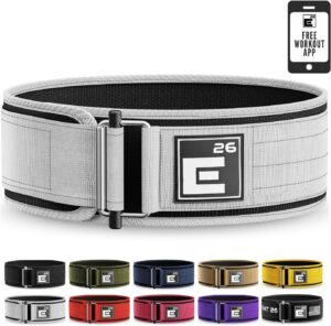 self-locking weight lifting belt - premium weightlifting belt for serious functional fitness, weight lifting, and olympic lifting athletes (medium, white)