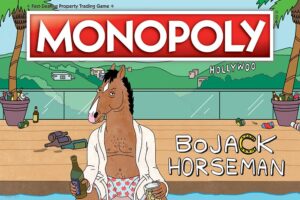 monopoly bojack horseman board game | recruit your favorite bojack horseman characters in this version of monopoly | based on the bojack horseman netflix show | custom tokens, money and game board