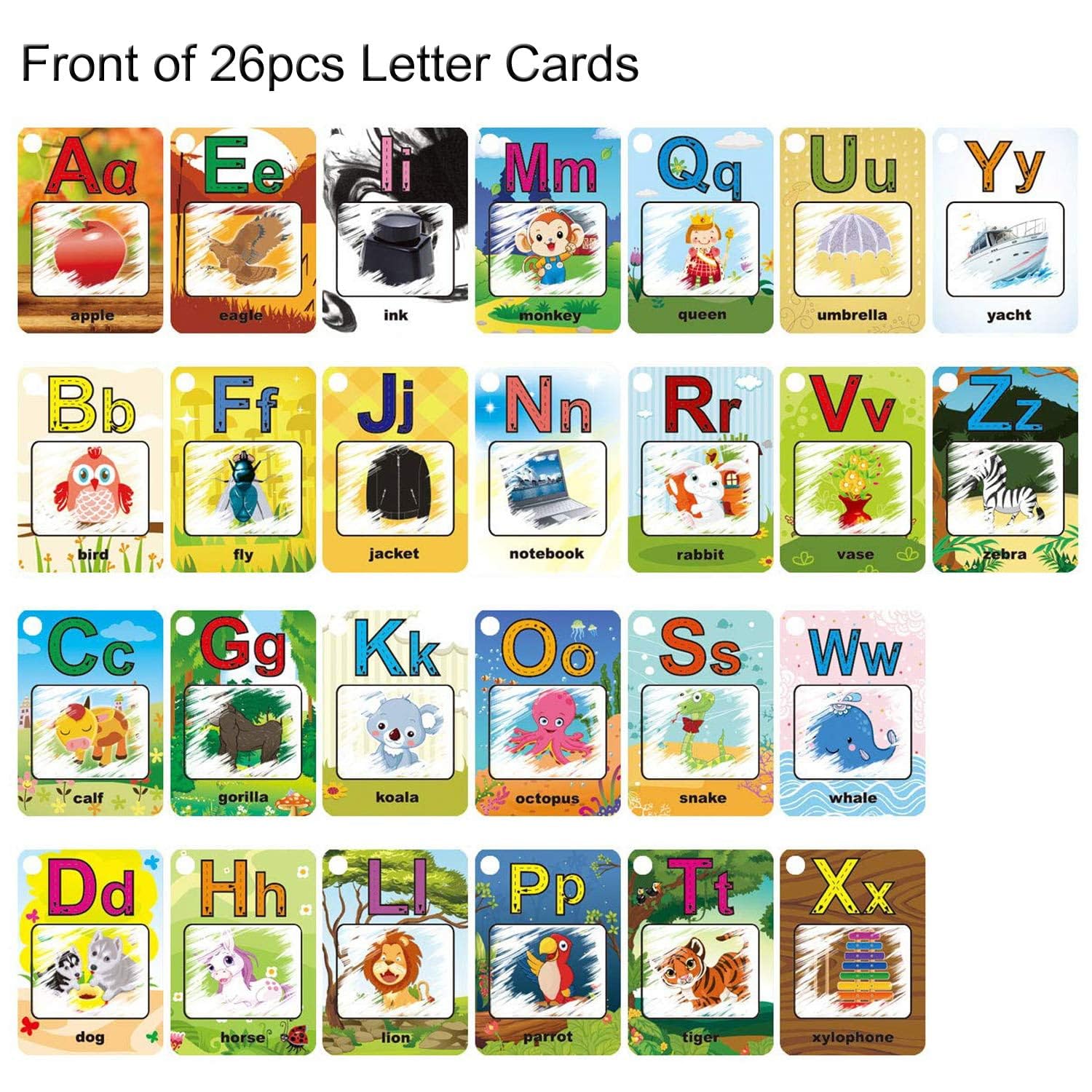 Little Bado Children Early Education Drawing Cards for Kids Water Painting Magic Doodle Card 26 Letters A-Z Alphabet with Magic Pen Best Learning Toy Gift for Toddlers Travel