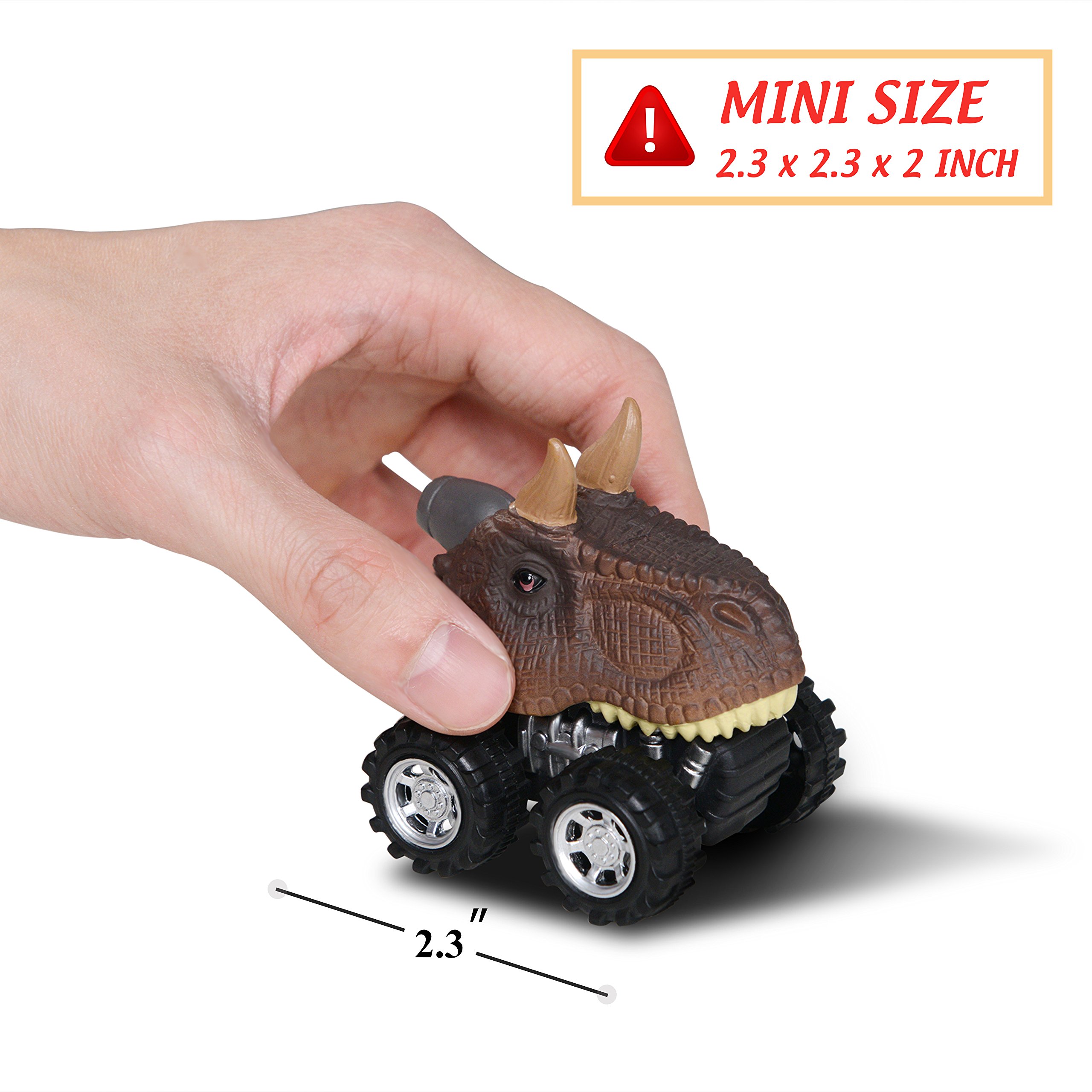 Nunkitoy Dinosaur Cars,6 Pack Pull Back Dinosaur Vehicle Set,Mini Pull Back Animal Car Toy for Toddlers Boys Girls,Animal Vehicles for Kids Party Favors