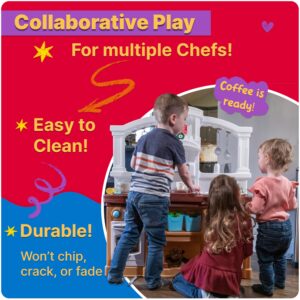 Step2 Fun with Friends Kids Kitchen Playset, Indoor/Outdoor Kitchenette, Interactive Play with Lights and Sounds, Durable Plastic, Includes 25 Piece Toy Accessories, Toddlers 2+ Years Old, Tan