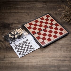 THY COLLECTIBLES Magnetic Portable Holding Travel Chess Set Classic Black & White 7 x 7 Inch