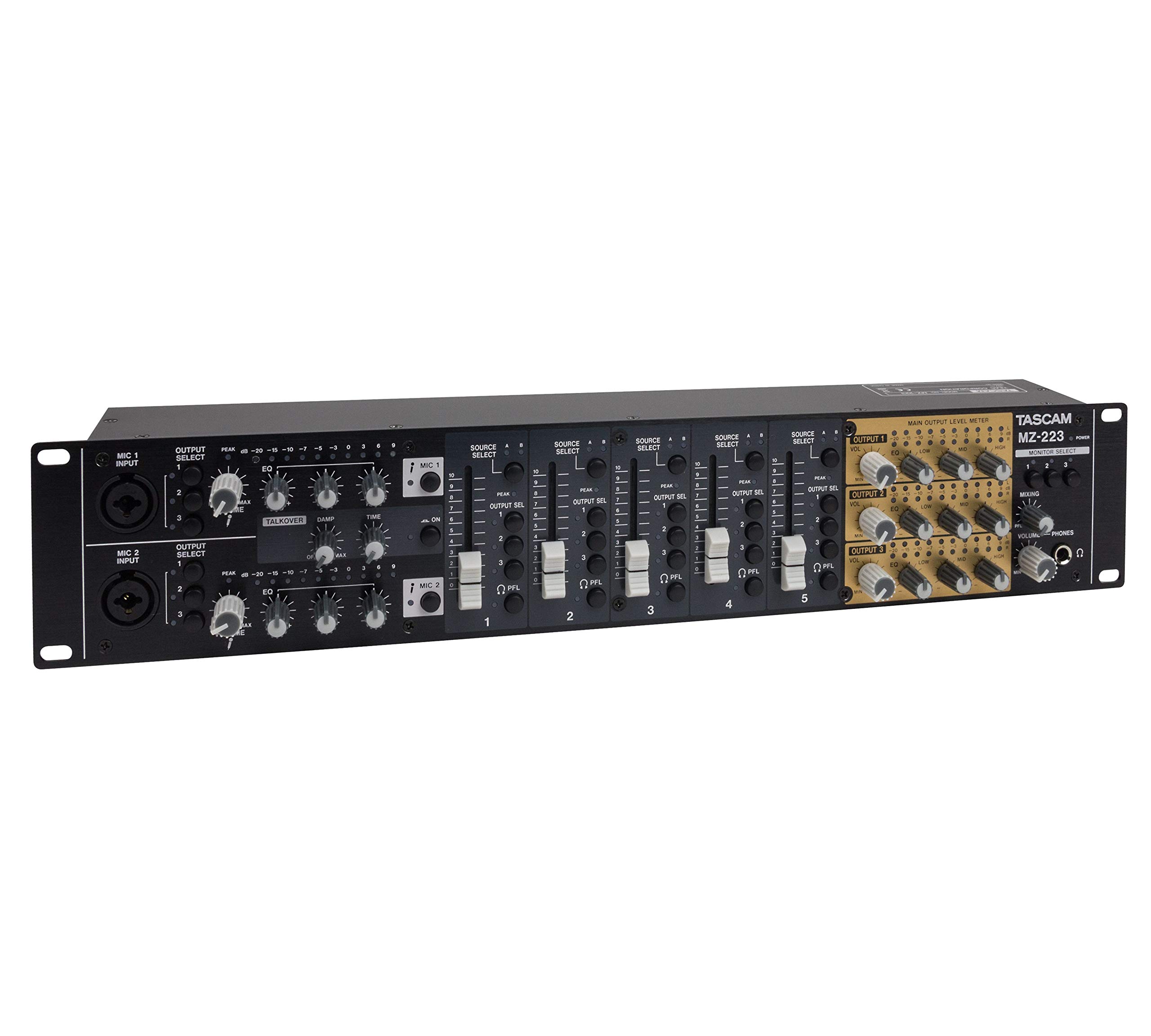 Tascam 7-Channel 3-Zone Rackmount Audio Mixer With Voice Priority (MZ-223)