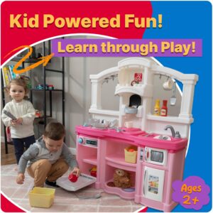 Step2 Fun with Friends Kids Kitchen Playset, Indoor/Outdoor Kitchenette, Interactive Play with Lights and Sounds, Durable Plastic, Includes 25 Piece Toy Accessories, Toddlers 2+ Years Old, Tan