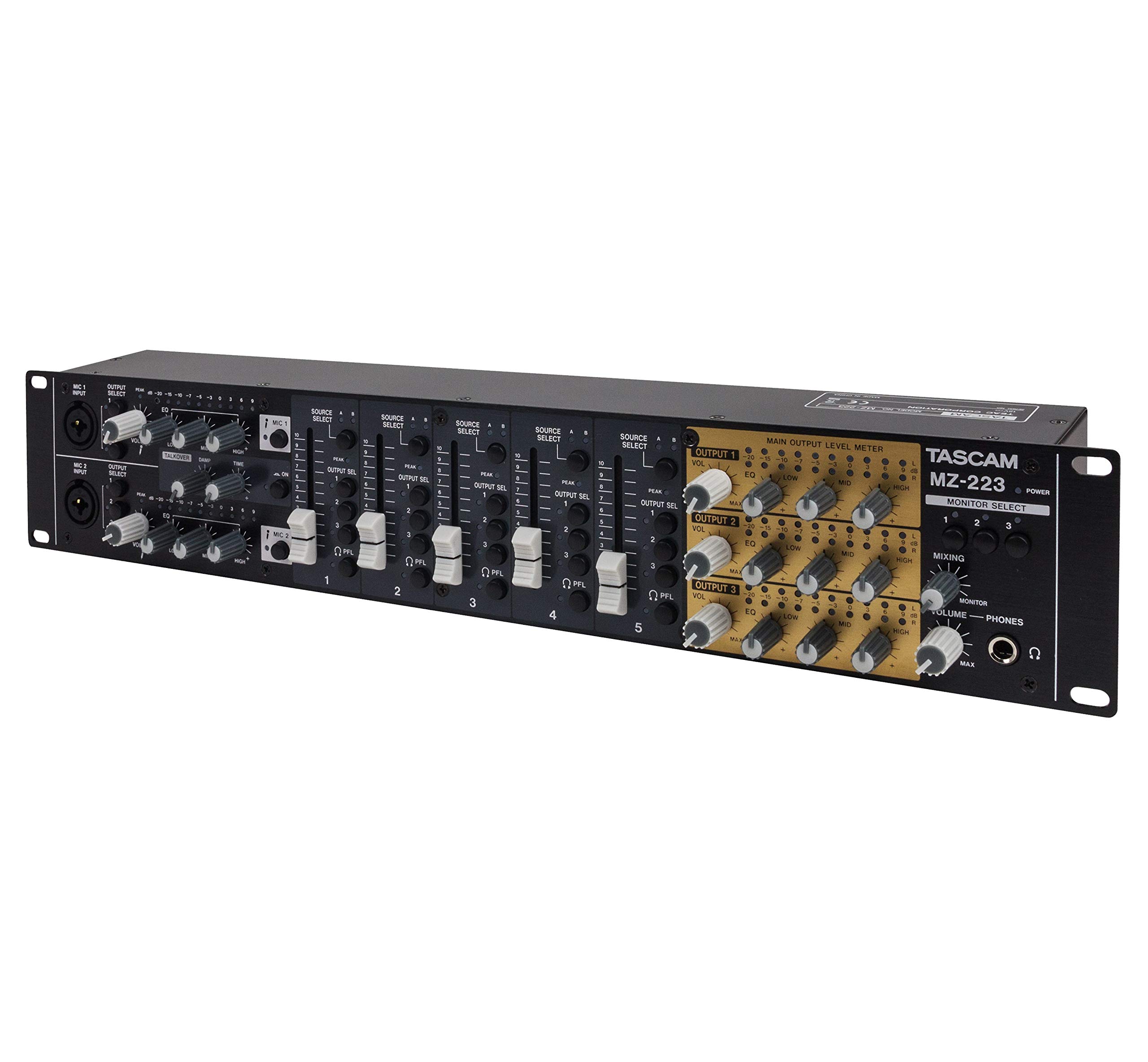 Tascam 7-Channel 3-Zone Rackmount Audio Mixer With Voice Priority (MZ-223)