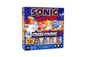 sonic the hedgehog crash course board game – fast racing game by idw games for 2-4 players, ages 8+ – build-as-you-play tracks, collect chaos emeralds, fun family game, pre-painted miniatures