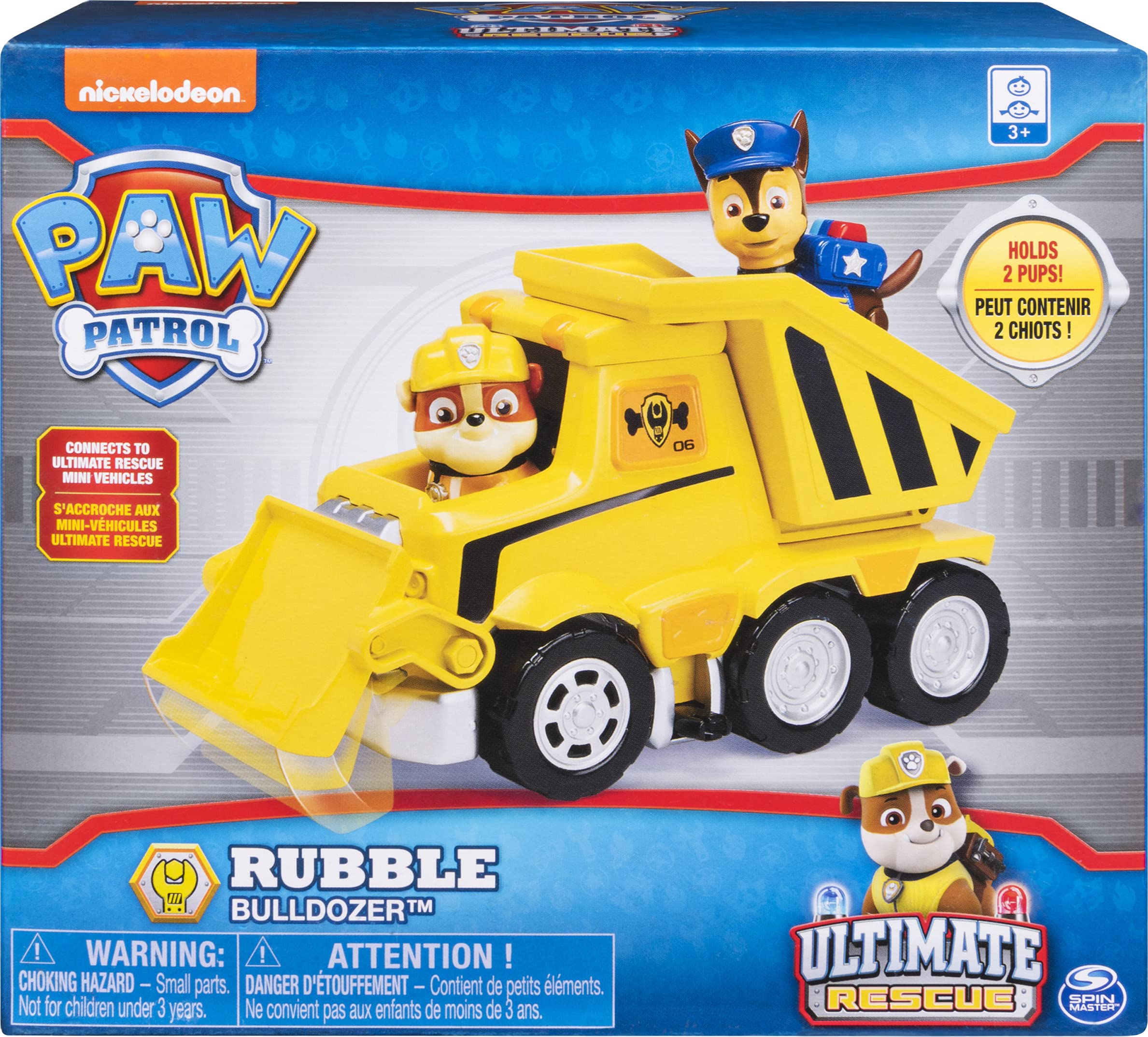 Paw Patrol Rubble's Ultimate Rescue Bulldozer with Moving Scoop and Lift-up Dump Bed, Ages 3 and Up