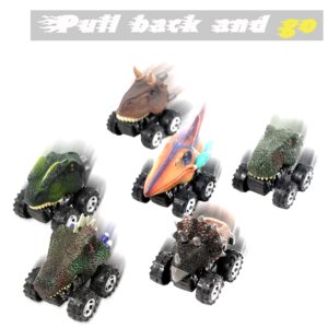 Nunkitoy Dinosaur Cars,6 Pack Pull Back Dinosaur Vehicle Set,Mini Pull Back Animal Car Toy for Toddlers Boys Girls,Animal Vehicles for Kids Party Favors