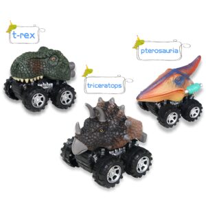 Nunkitoy Dinosaur Cars,6 Pack Pull Back Dinosaur Vehicle Set,Mini Pull Back Animal Car Toy for Toddlers Boys Girls,Animal Vehicles for Kids Party Favors