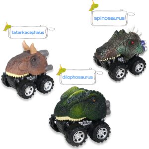 Nunkitoy Dinosaur Cars,6 Pack Pull Back Dinosaur Vehicle Set,Mini Pull Back Animal Car Toy for Toddlers Boys Girls,Animal Vehicles for Kids Party Favors