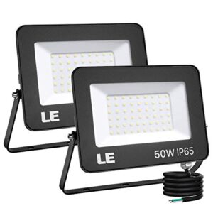 le led flood lights outdoor 50w, 4200lm 5000k daylight white super bright lighting, ip65 waterproof, flexible stand outdoor floodlights for garden, yard, party and patio, 2 pack