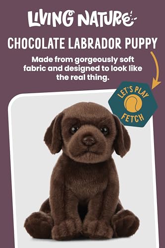 Living Nature Chocolate Labrador Puppy Stuffed Animal | Fluffy Dog Animal | Soft Toy Gift for Kids | 6 inches