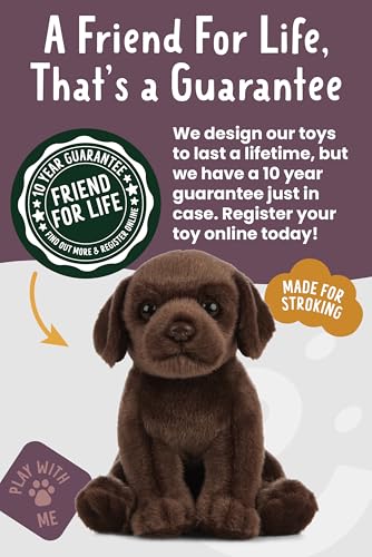 Living Nature Chocolate Labrador Puppy Stuffed Animal | Fluffy Dog Animal | Soft Toy Gift for Kids | 6 inches