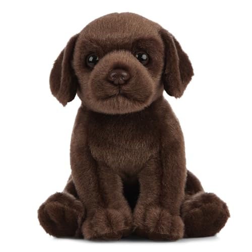 Living Nature Chocolate Labrador Puppy Stuffed Animal | Fluffy Dog Animal | Soft Toy Gift for Kids | 6 inches