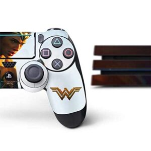 Skinit Decal Gaming Skin Compatible with PS4 Pro Console and Controller Bundle - Officially Licensed Warner Bros Wonder Woman Action Shot Design