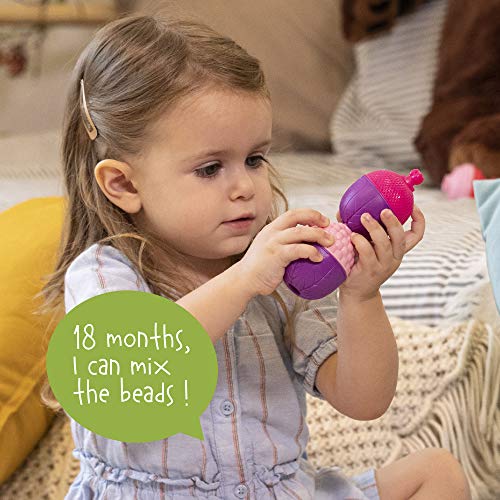 Lalaboom 24 Piece Baby Toddler Beads – Montessori Educational Shape and Color STEM Construction Toy 10 Months to 3 Years - BL200