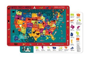 crocodile creek 2828-7 usa 2-sided placemat, red/teal/blue/yellow/orange