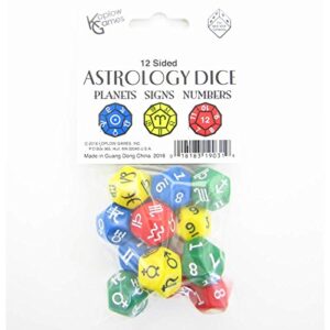 astrology 12 sided dice planets, signs, numbers