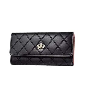 todd grace fashion ladies purse elegant clutch crown wallet long wallet leather wallet (black)