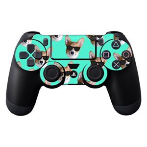 mightyskins skin compatible with sony ps4 controller - cool corgi | protective, durable, and unique vinyl decal wrap cover | easy to apply, remove, and change styles | made in the usa