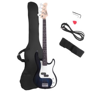 glarry electric bass guitar full size 4 string rosewood basswood fire style exquisite burning bass (dark blue)