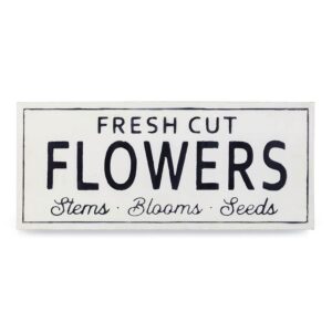 nikky home fresh cut flowers sign vintage metal spring home decor hanging sign for market farmhouse garden rustic wall plaque decoration outdoor indoor exterior, 24.02 x 0.67 x 10.04 inches, white