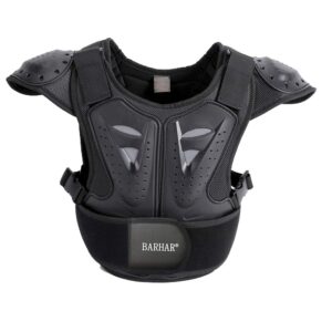 barhar kids dirt bike body chest spine protector armor vest protective gear for dirtbike bike motocross skiing snowboarding black (s for height 39"-45")