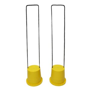 get out! walking bucket stilts 2 pack (pair) yellow stepper balance bucket shoe stilts toy, cup walkers can stomper cups