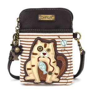 chala crossbody cell phone purse | women's wristlet handbags with adjustable strap (starburst- brown)