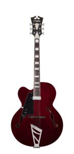 d'angelico premier exl-1 hollow-body lefty electric guitar w/ stairstep tailpiece - trans wine