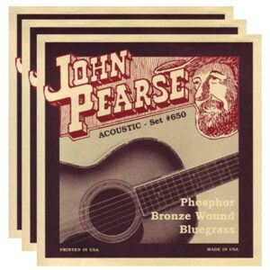 john pearse acoustic strings phosphor bronze bluegrass 12-56 (3 pack bundle)