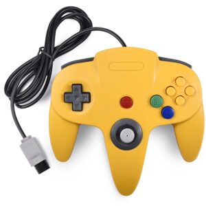 classic n64 controller, miadore rerto n64 gaming remote gamepad joystick for n64 console video game system ( yellow and blue)